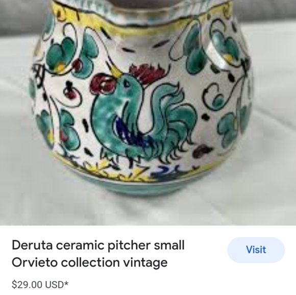 Art | Deruta Ceramic Rooster Pitcher Vintage | Poshmark